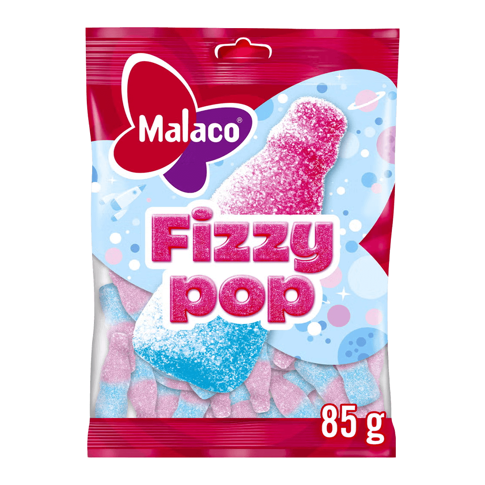 Malaco Fizzypop 80g – Swedish Sour & Sweet Chewy Candy