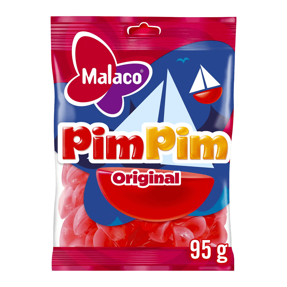 Malaco PimPim Original 80g – Swedish Raspberry Chewy Candy